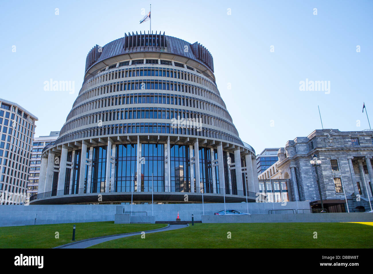 The Beehive in Wellington, New Zealand Stock Photo - Alamy