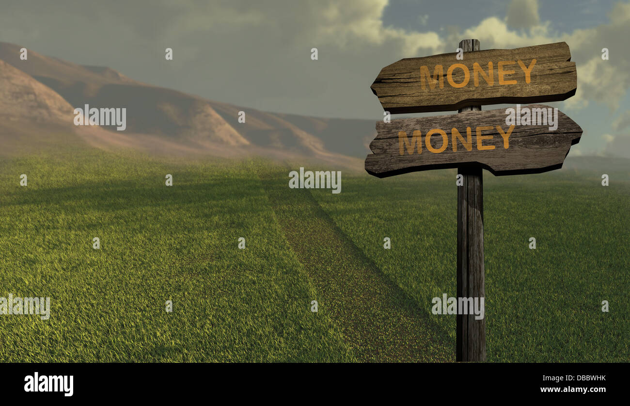 sign direction money-money made in 2d software Stock Photo - Alamy