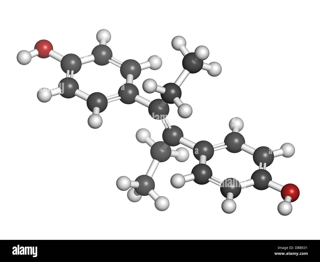 Diethylstilbestrol (DES, stilboestrol) synthetic estrogen molecule ...