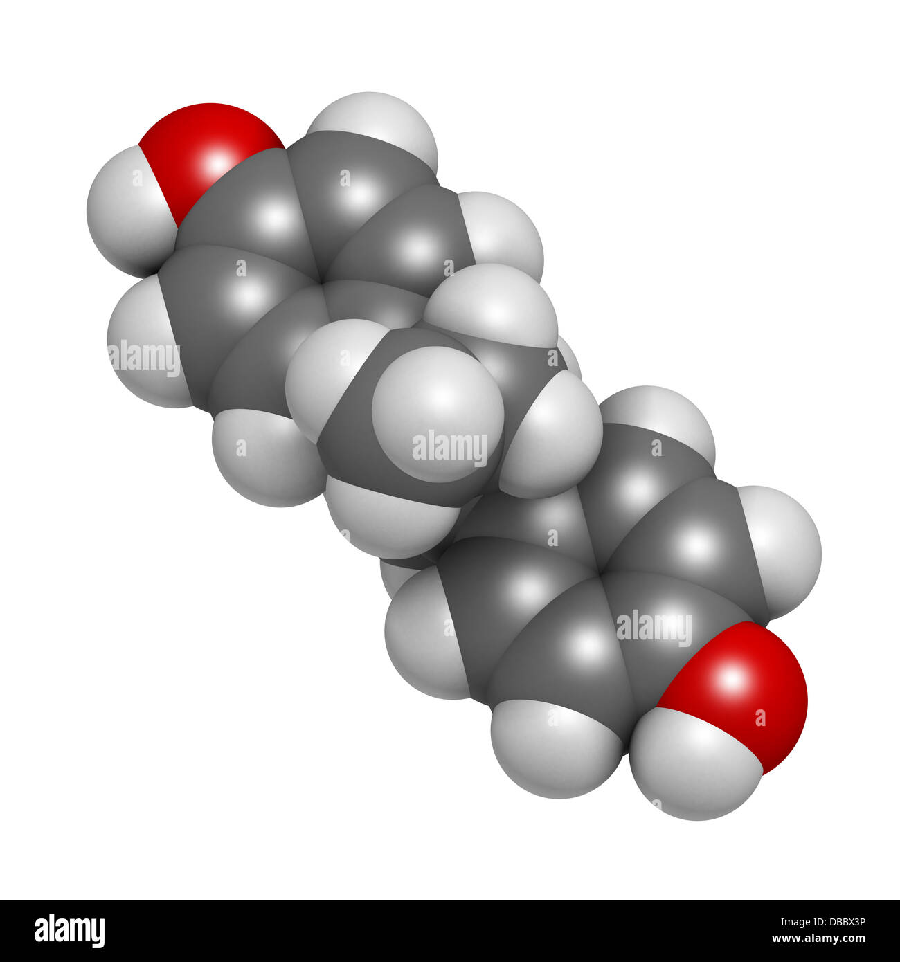 Diethylstilbestrol (DES, stilboestrol) synthetic estrogen molecule ...