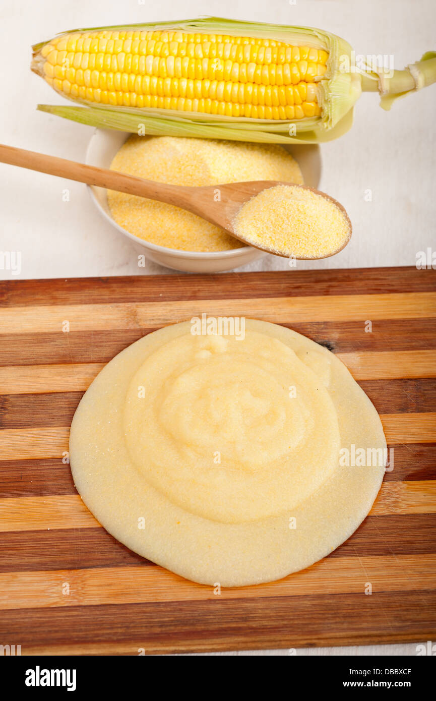 polenta traditional north Italy corn maize flour cream with cob Stock ...