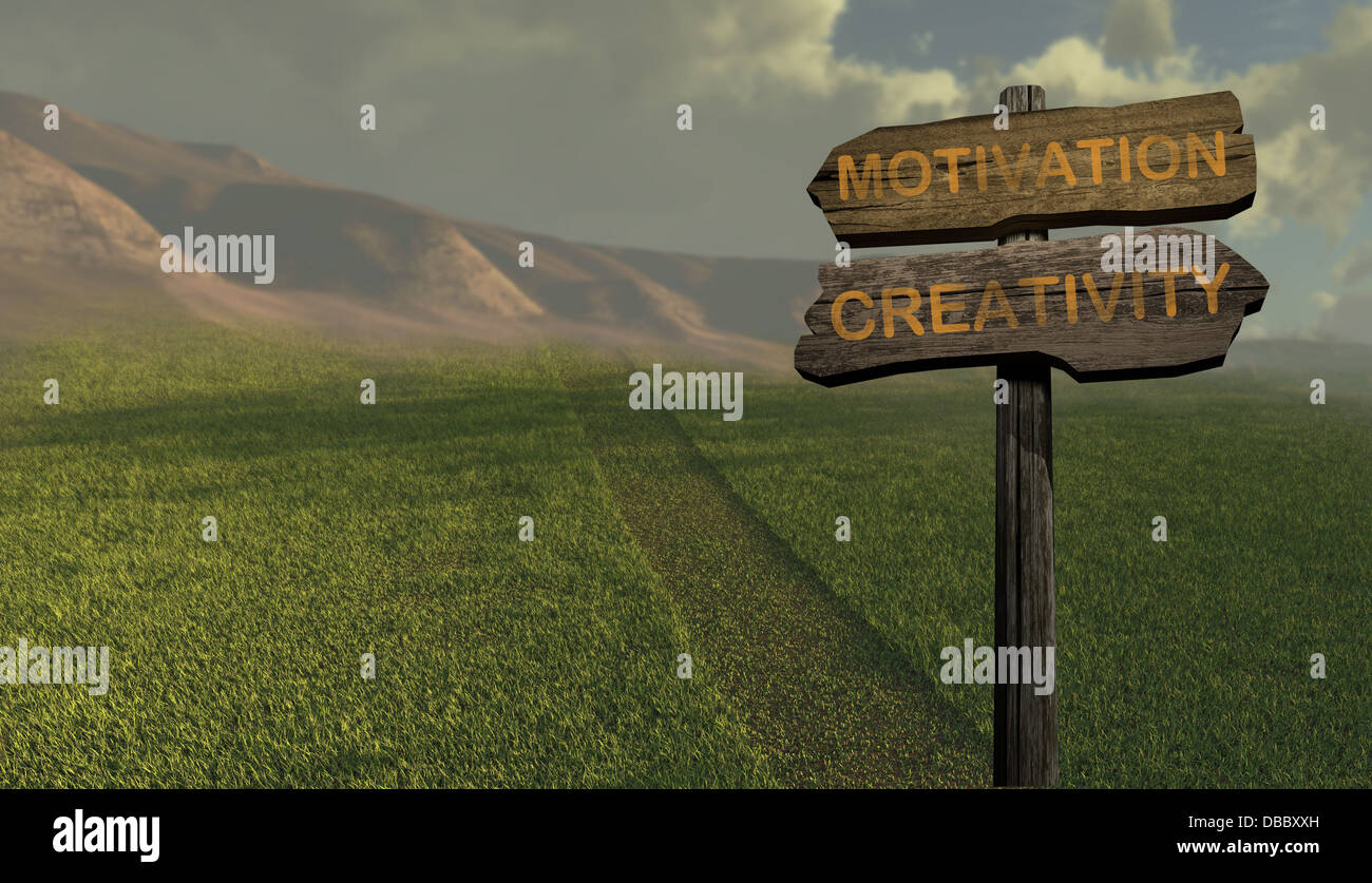 sign direction motivation - creativity made in 2d software Stock Photo ...