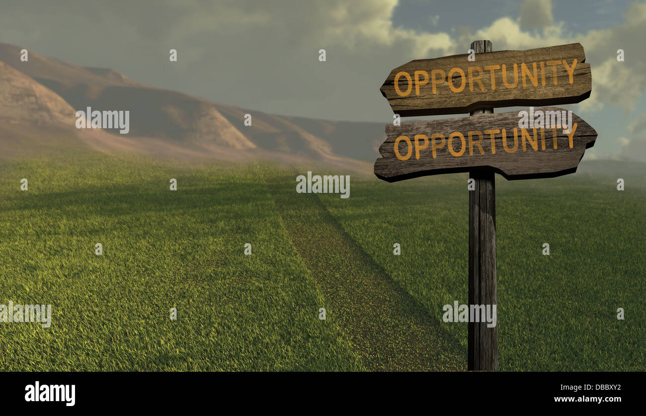 sign direction OPPORTUNITY-OPPORTUNITY made in 3d software Stock Photo ...