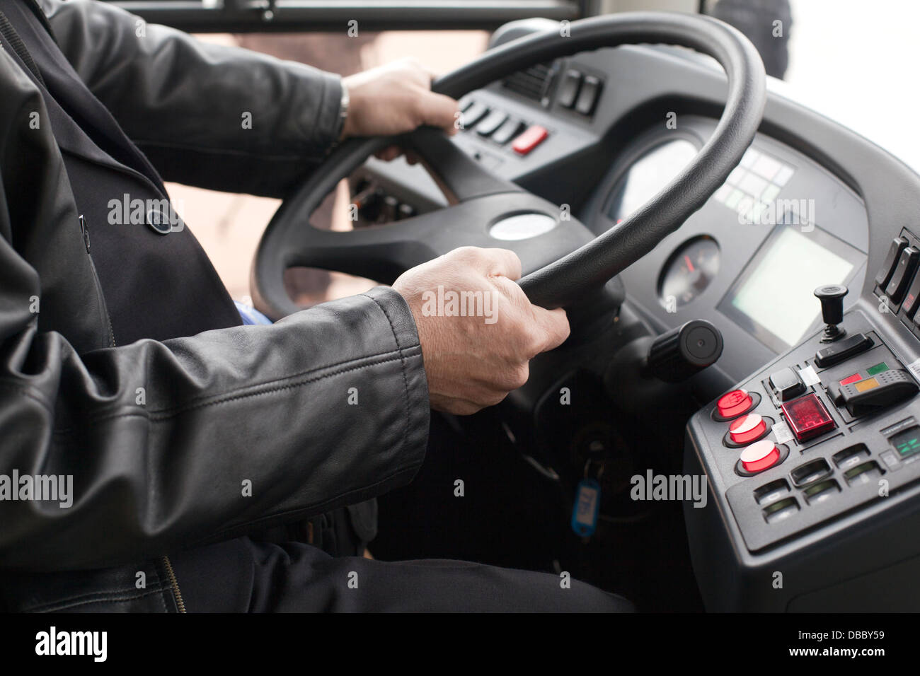 man driving a bus Stock Photo - Alamy