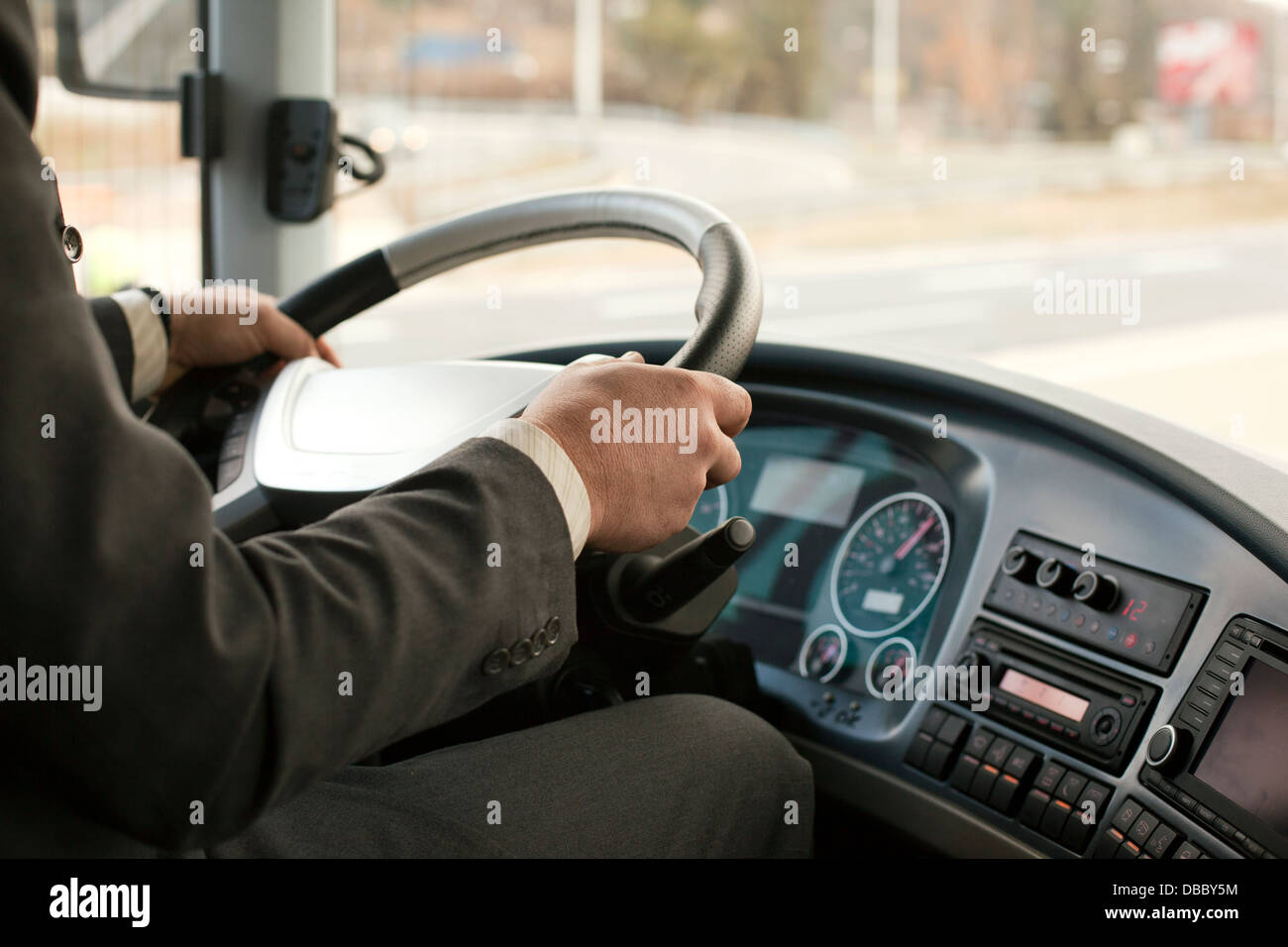 man driving a bus Stock Photo - Alamy