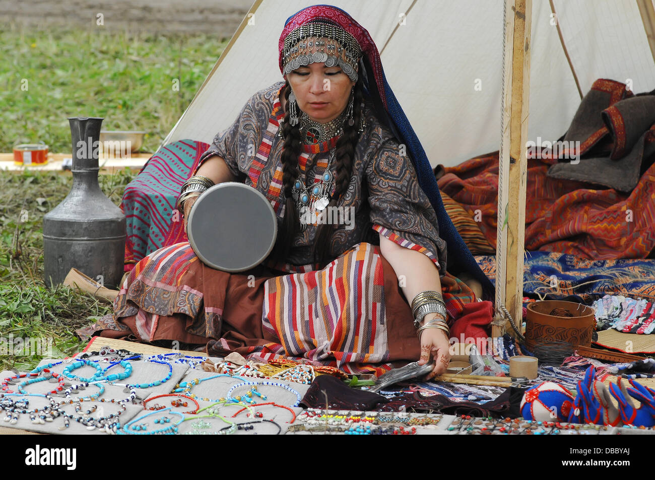 Molodi Village, Russia. 27th July, 2013. Unidentified people in retro ...