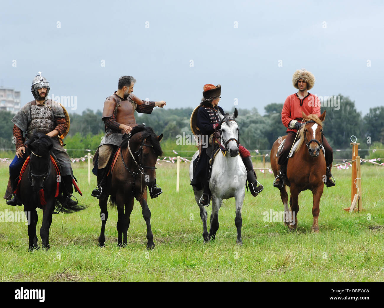 Molodi Village, Russia. 27th July, 2013. Unidentified people in retro ...