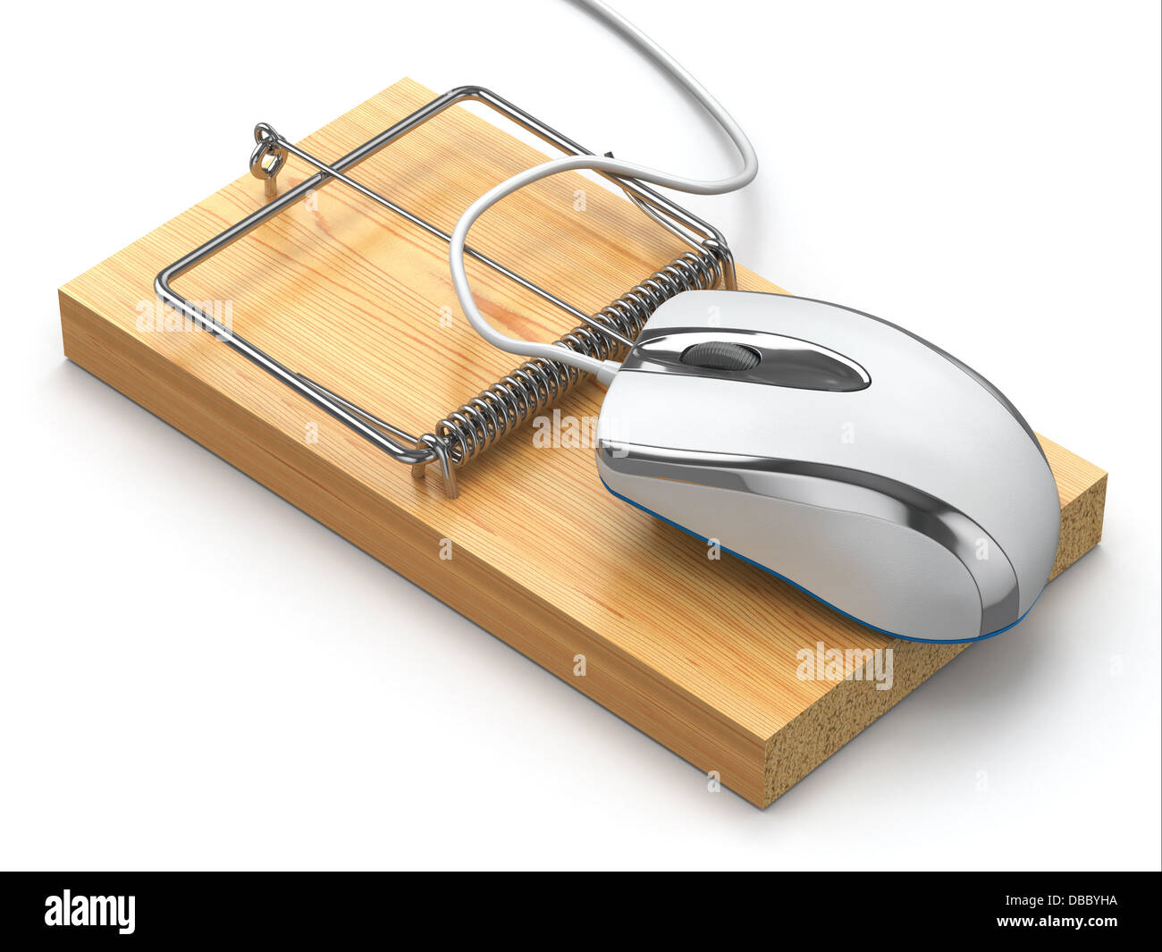 Concept of internet security. Computer mouse and mousetrap. 3d Stock ...