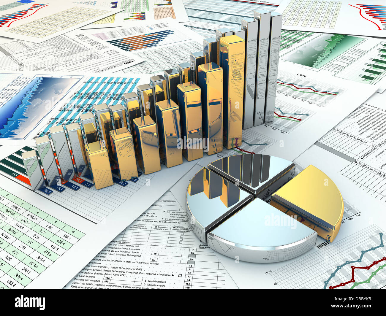 Business concept. Three-dimensional graph and charts. 3d Stock Photo ...