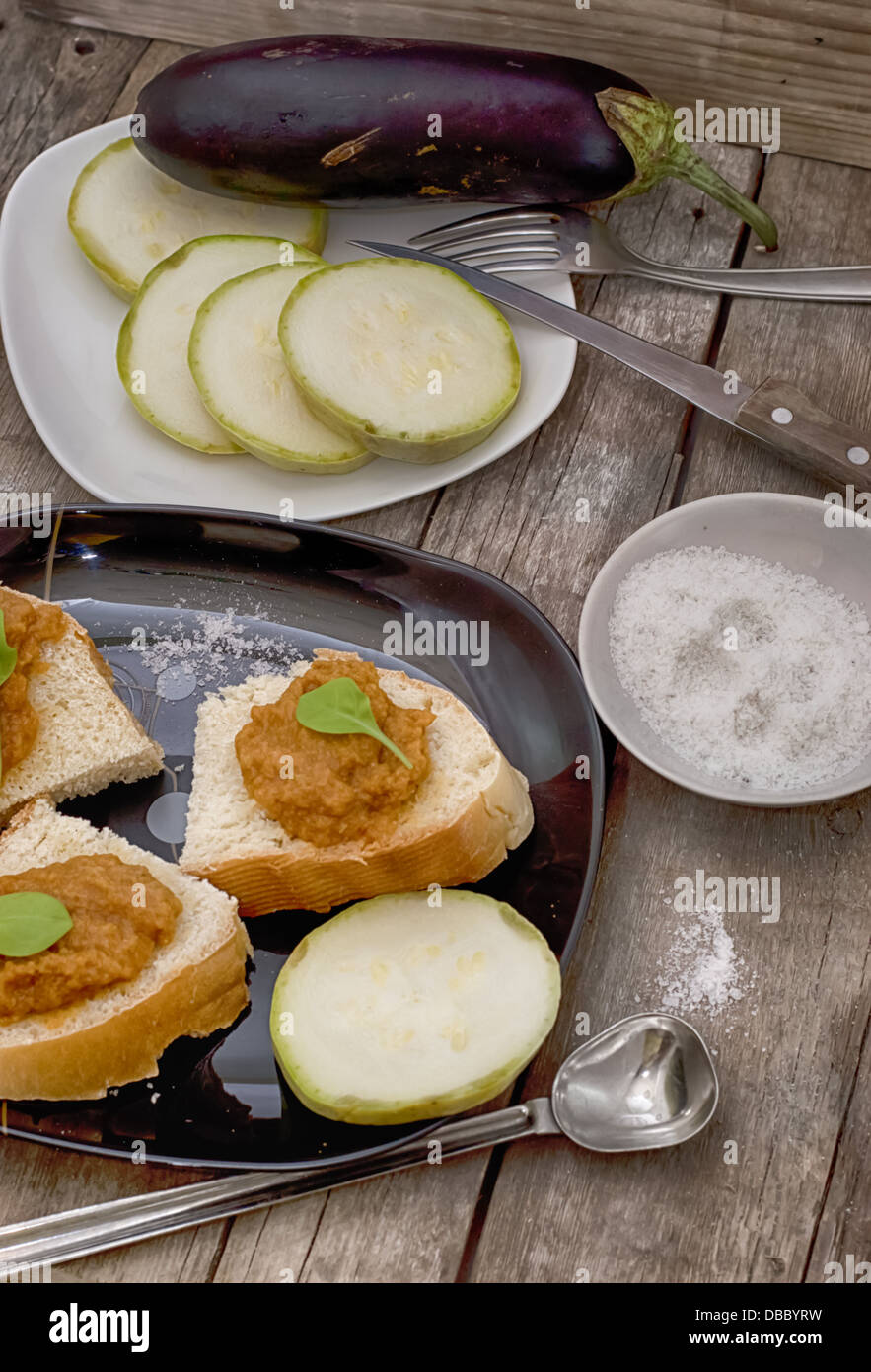 Open sandwich from bread and vegetable marrows Stock Photo - Alamy