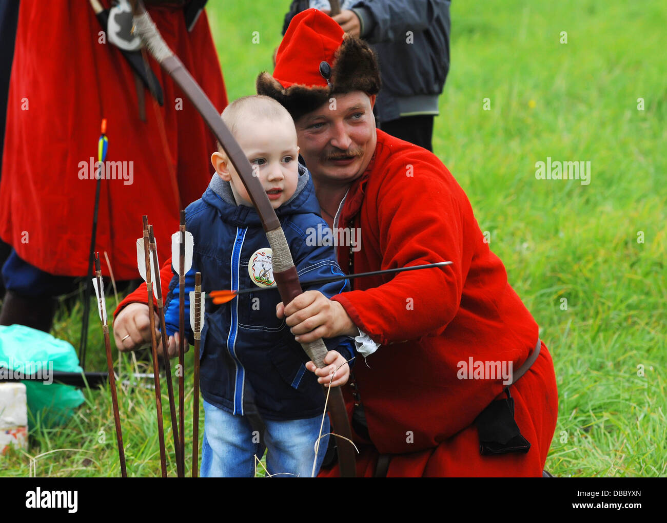 Molodi Village, Russia. 27th July, 2013. Unidentified people in retro ...
