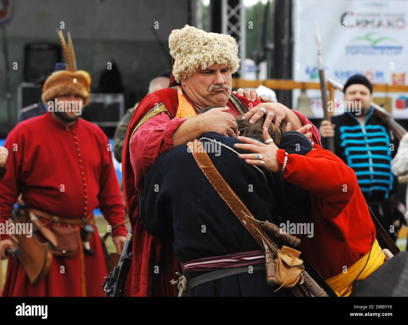Molodi Village, Russia. 27th July, 2013. Unidentified people in retro ...