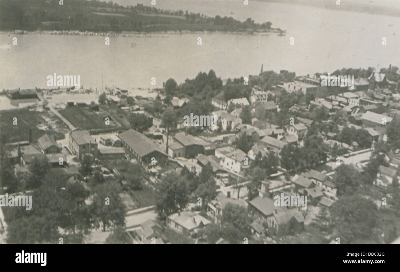 This aerial photograph shows a view of Amherstburg, Ontario, taken from ...