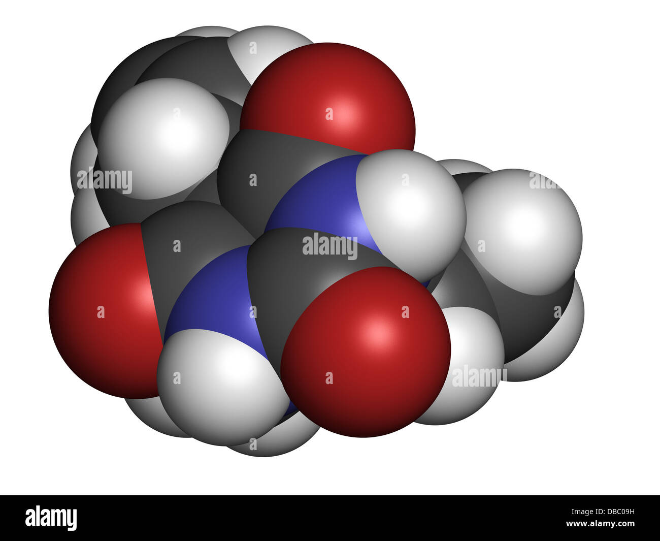 Secobarbital barbiturate sedative, chemical structure. Atoms are ...