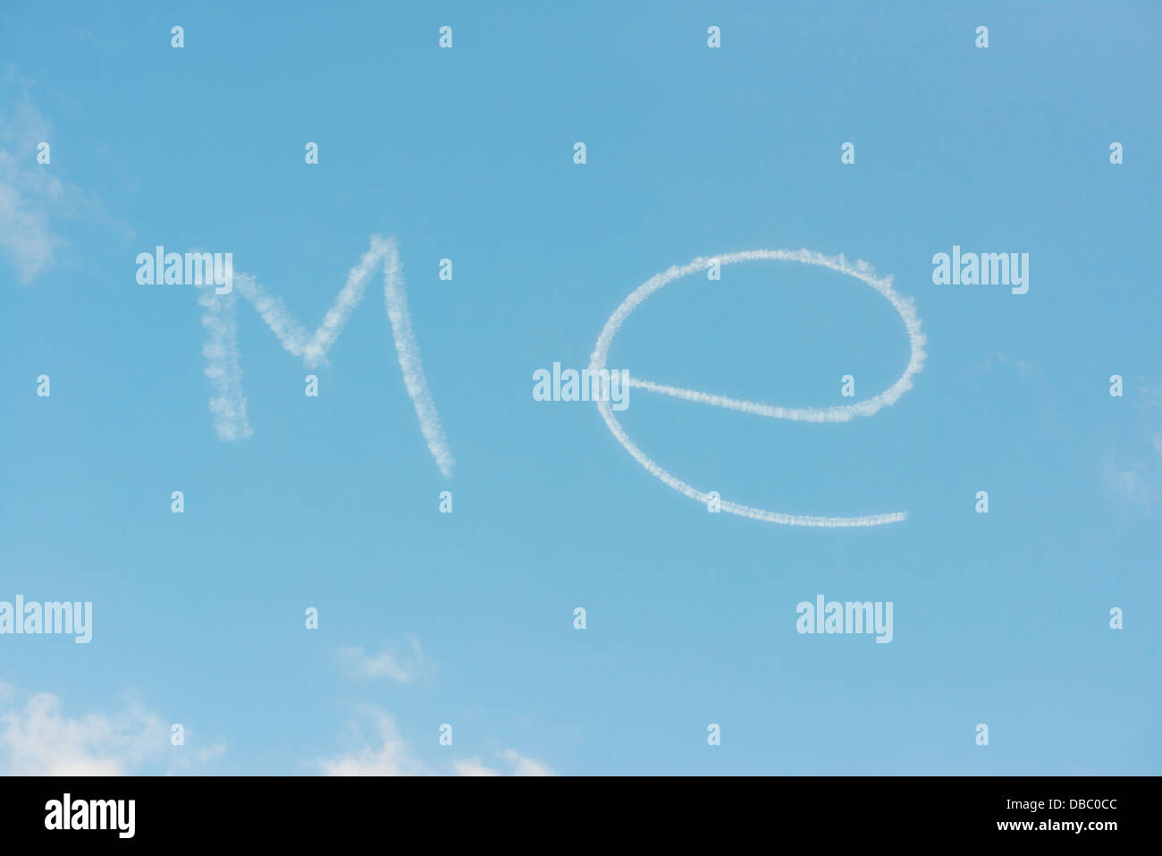Sky writing spelling out the word ME Stock Photo - Alamy
