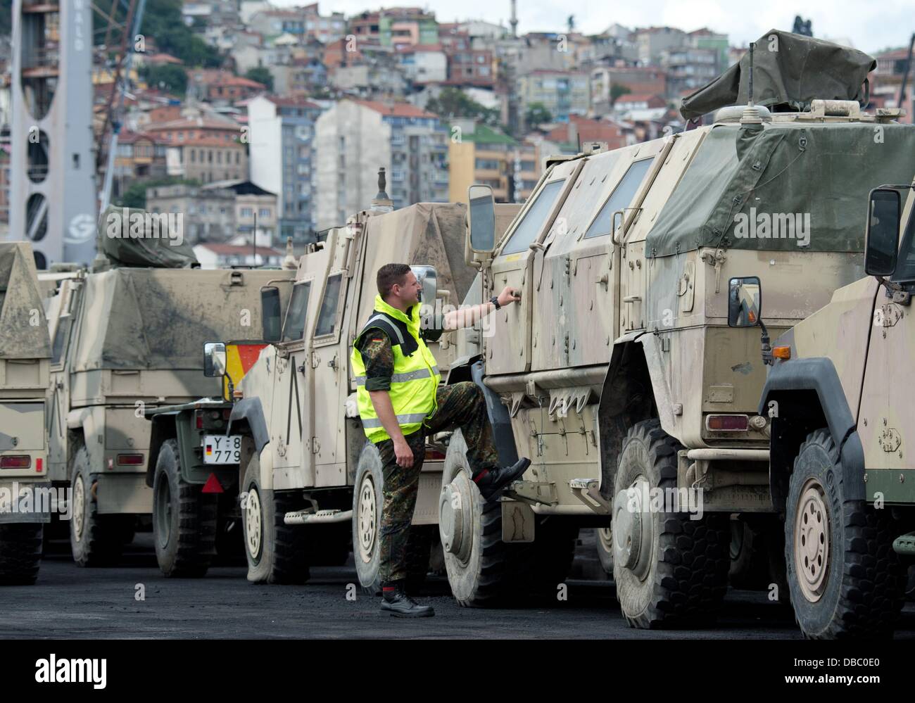 Trabzon, Turkey. 28th July, 2013. Heavy military vehicles are prepared ...