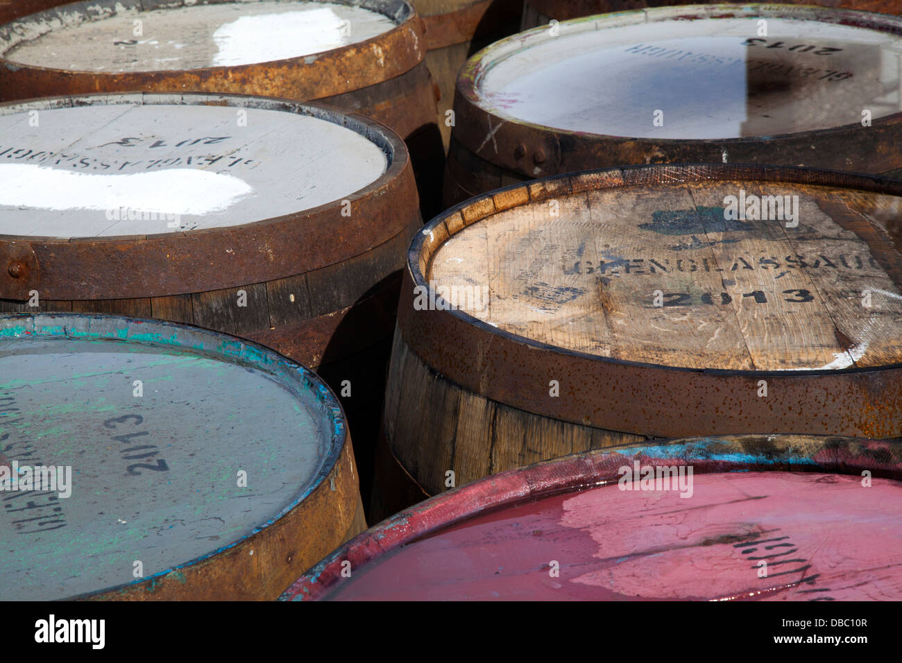 Stacks of Whisky barrels at Glenglassaugh Distillery Visitor Centre ...