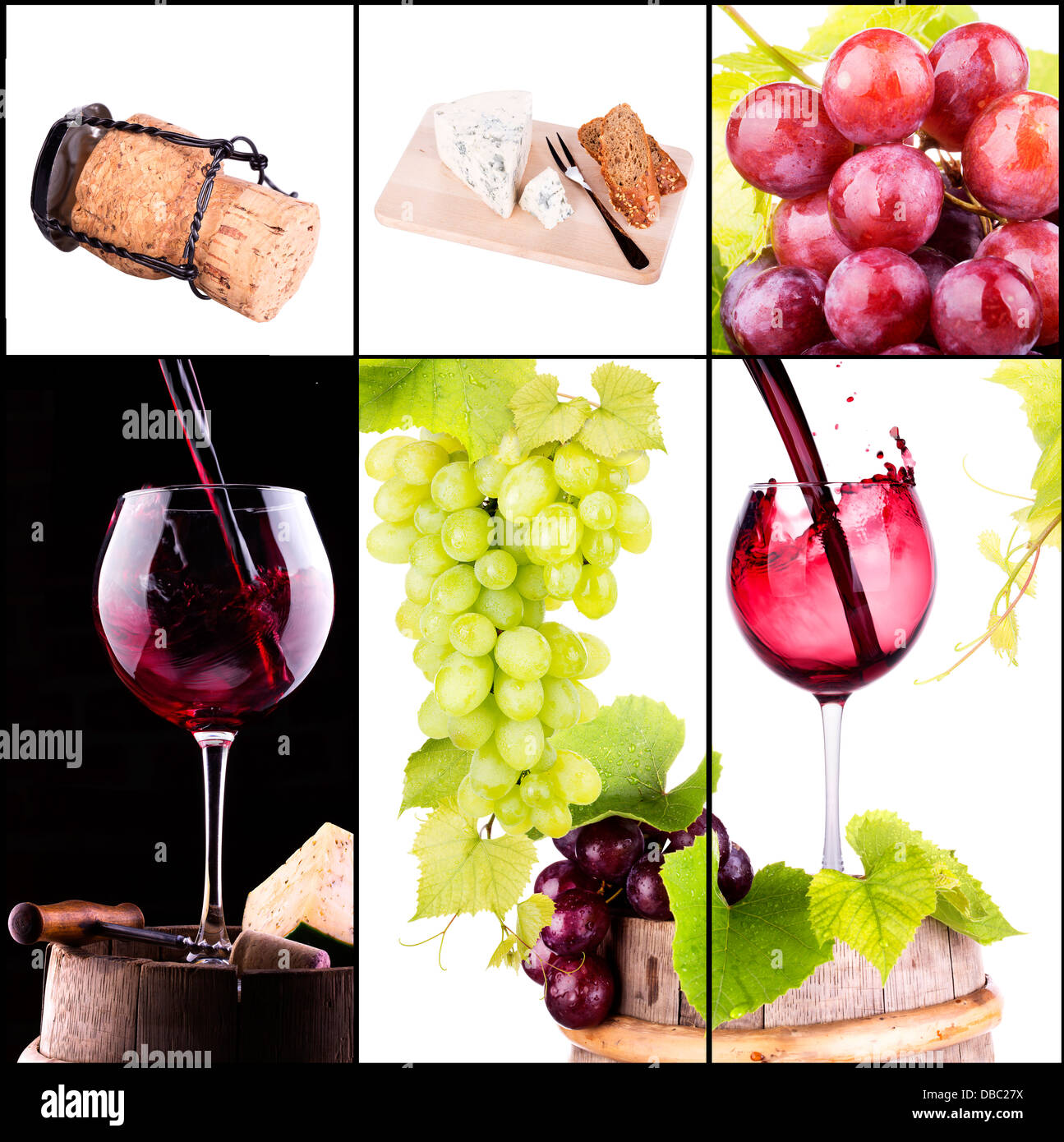 red and white wine, champagne collage with barrel, bottle, food, grape ...