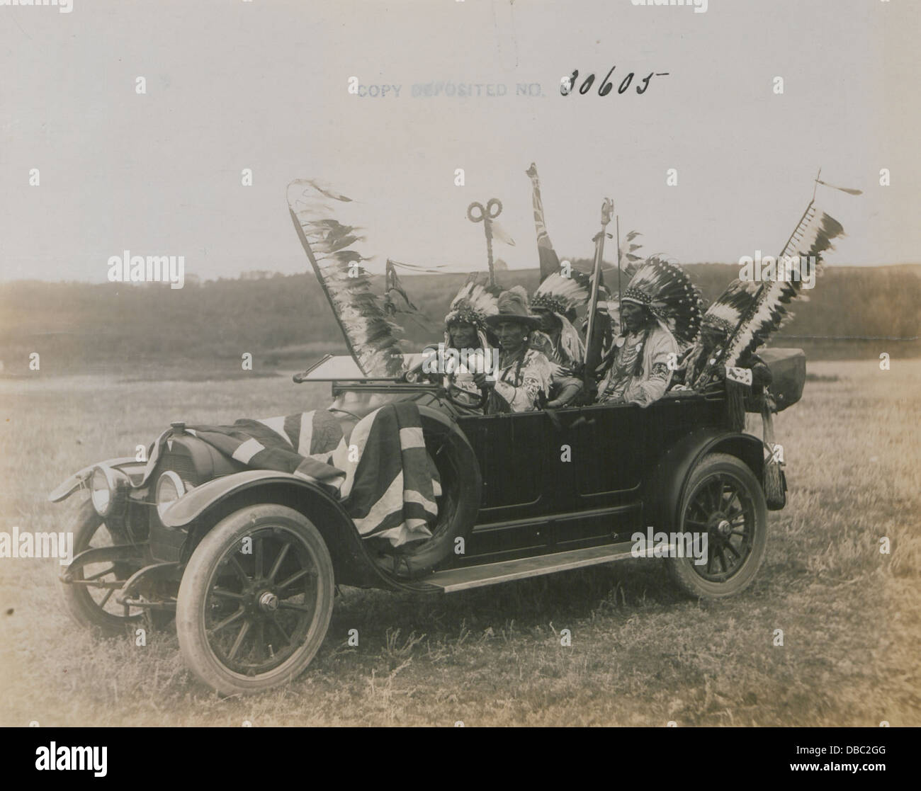 This image shows Canadian Indigenous chiefs, portrayed in a patriotic ...
