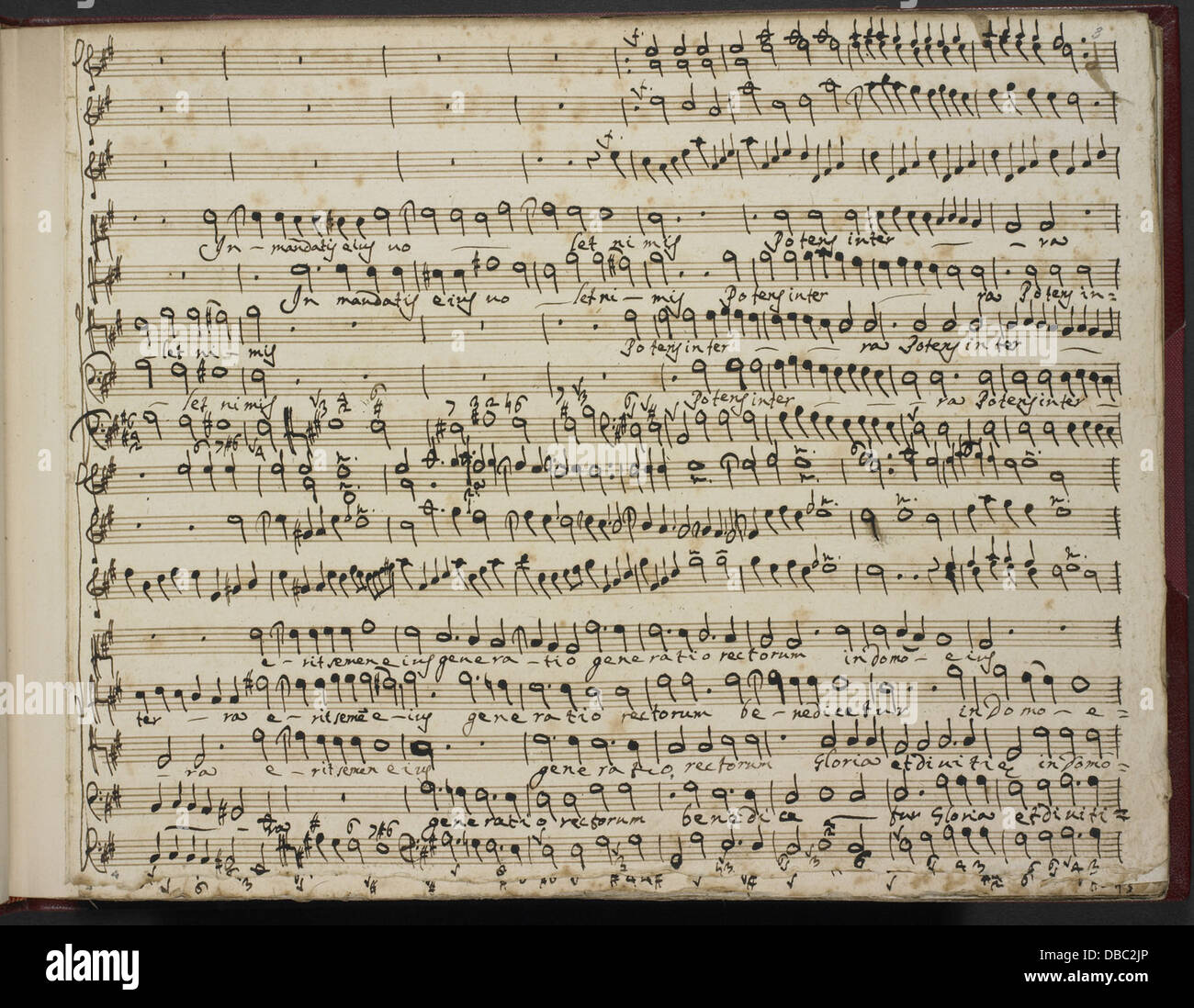 This manuscript page from Carlo Cotumacci’s 'Beatus vir' illustrates a ...