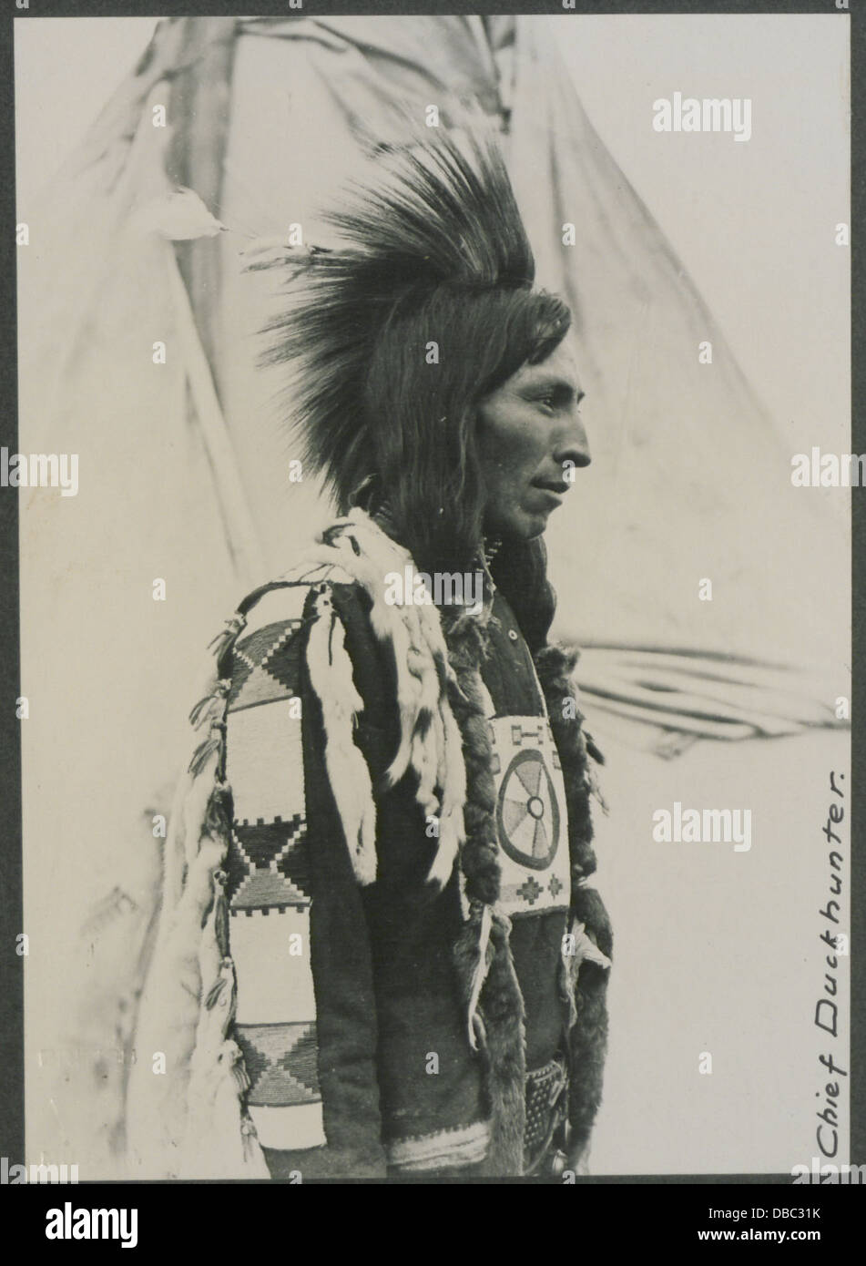 A portrait of Chief Duckhunter, an Indigenous leader. The photograph ...