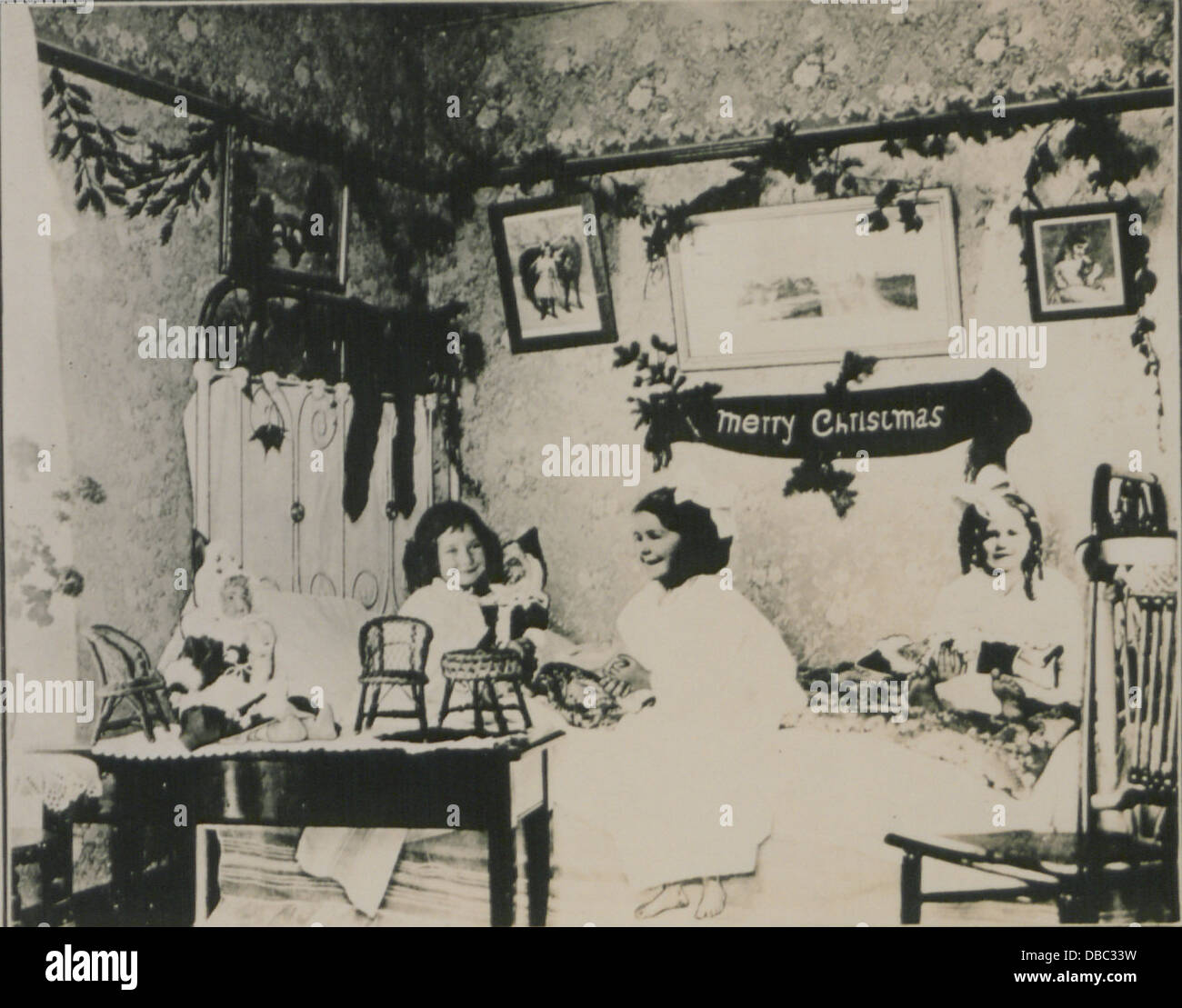 This photograph captures a festive Christmas morning scene. The image ...