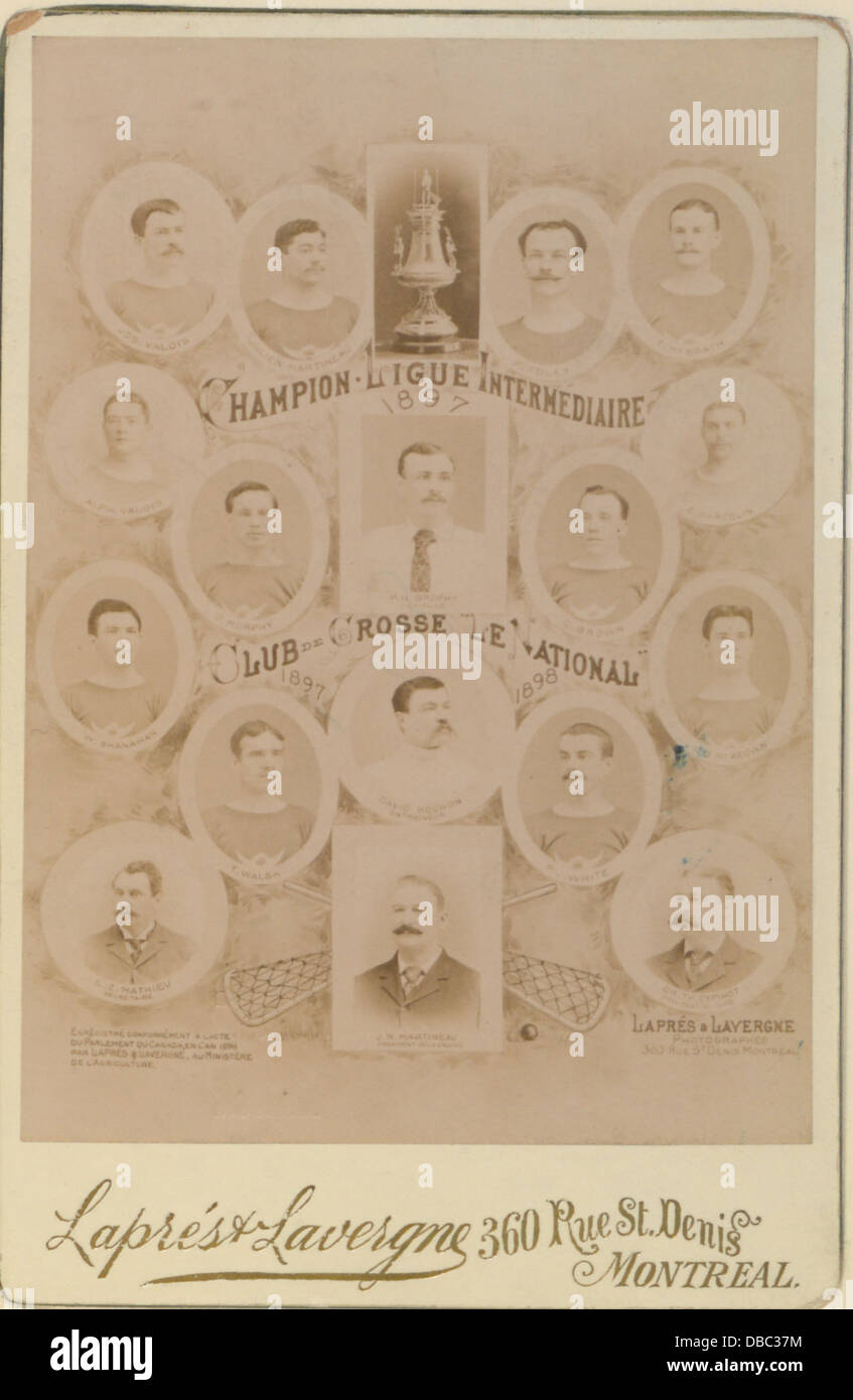 A historic photograph of Club de Crosse le National, a lacrosse team ...