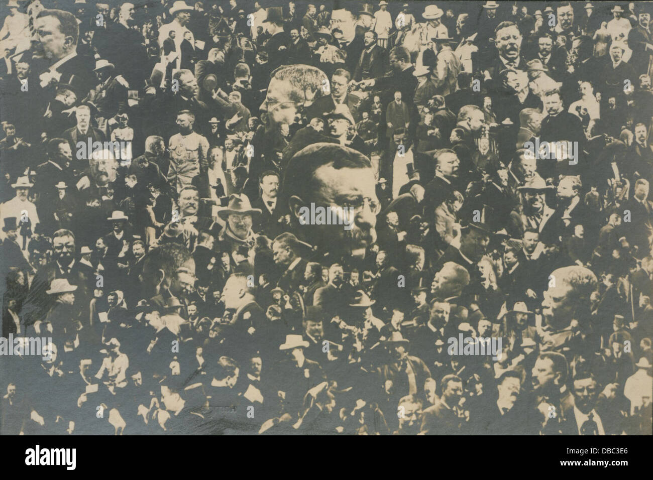 This composite photograph features a portrayal of President Theodore ...