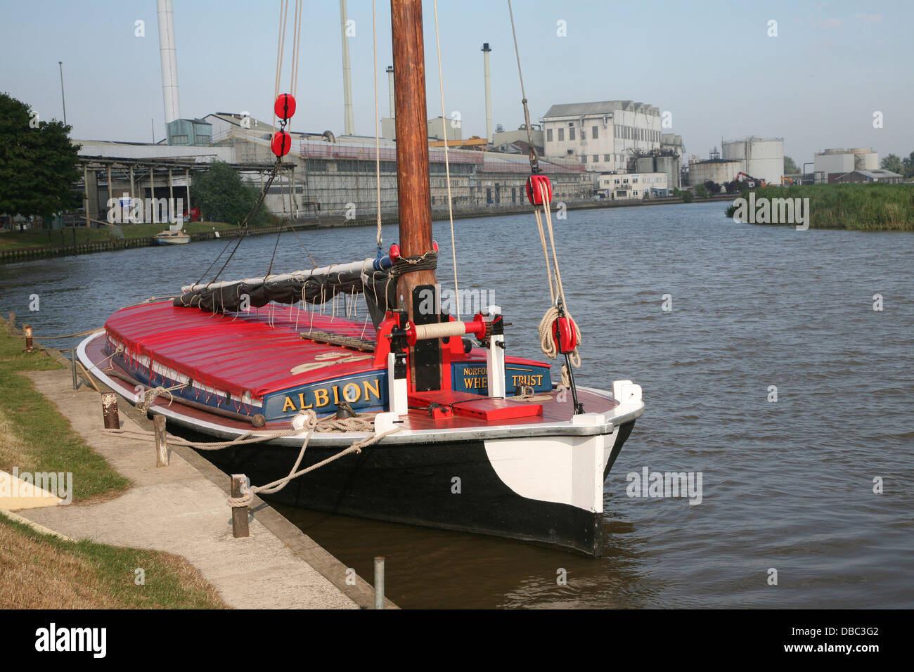 The Albion traditional Broads wherry boat owned by the Norfolk Wherry ...