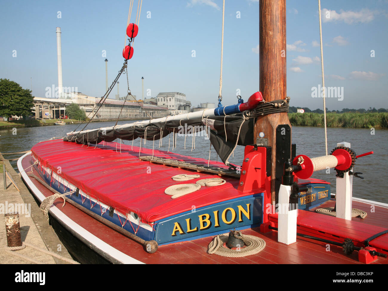 The Albion traditional Broads wherry boat owned by the Norfolk Wherry ...