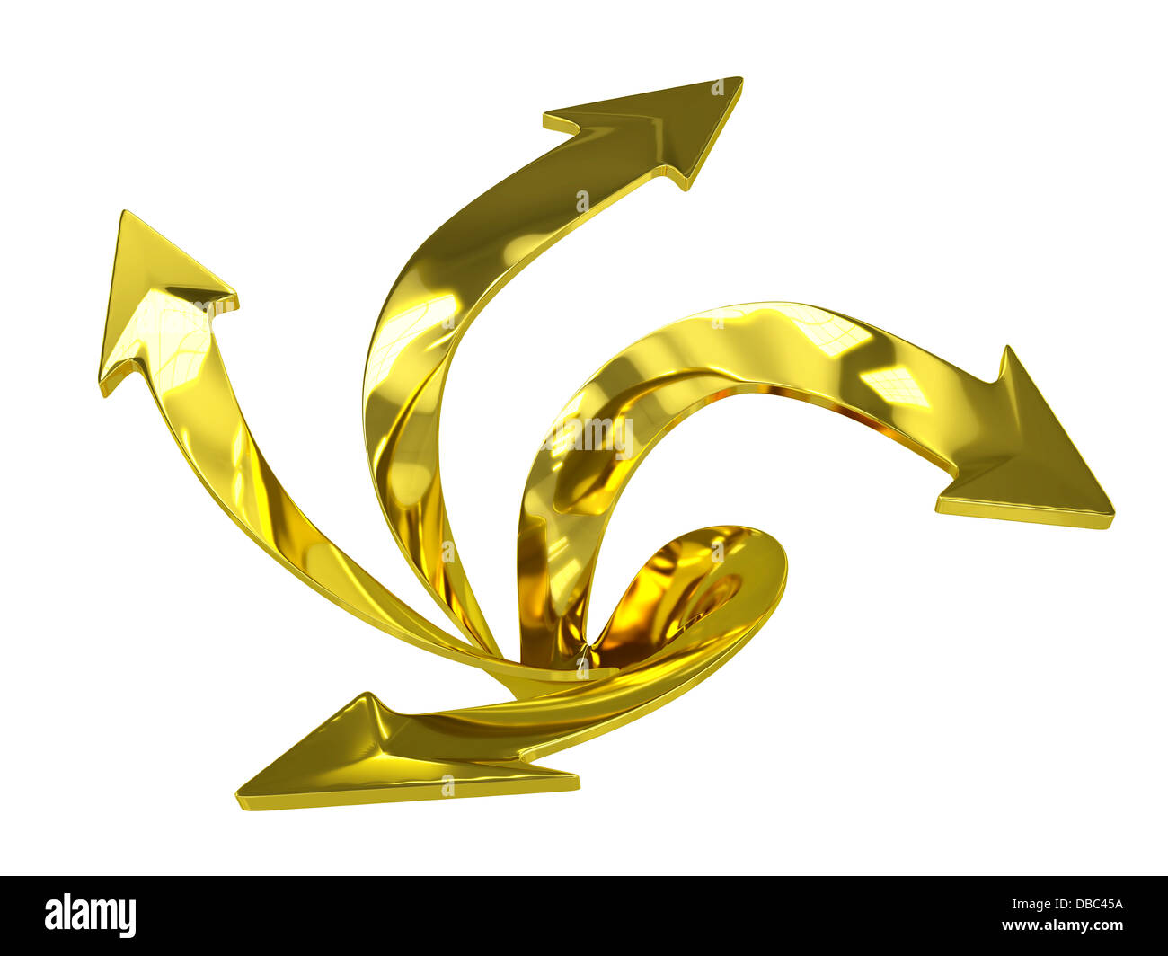3D Golden Arrows - Isolated On White Background Stock Photo - Alamy