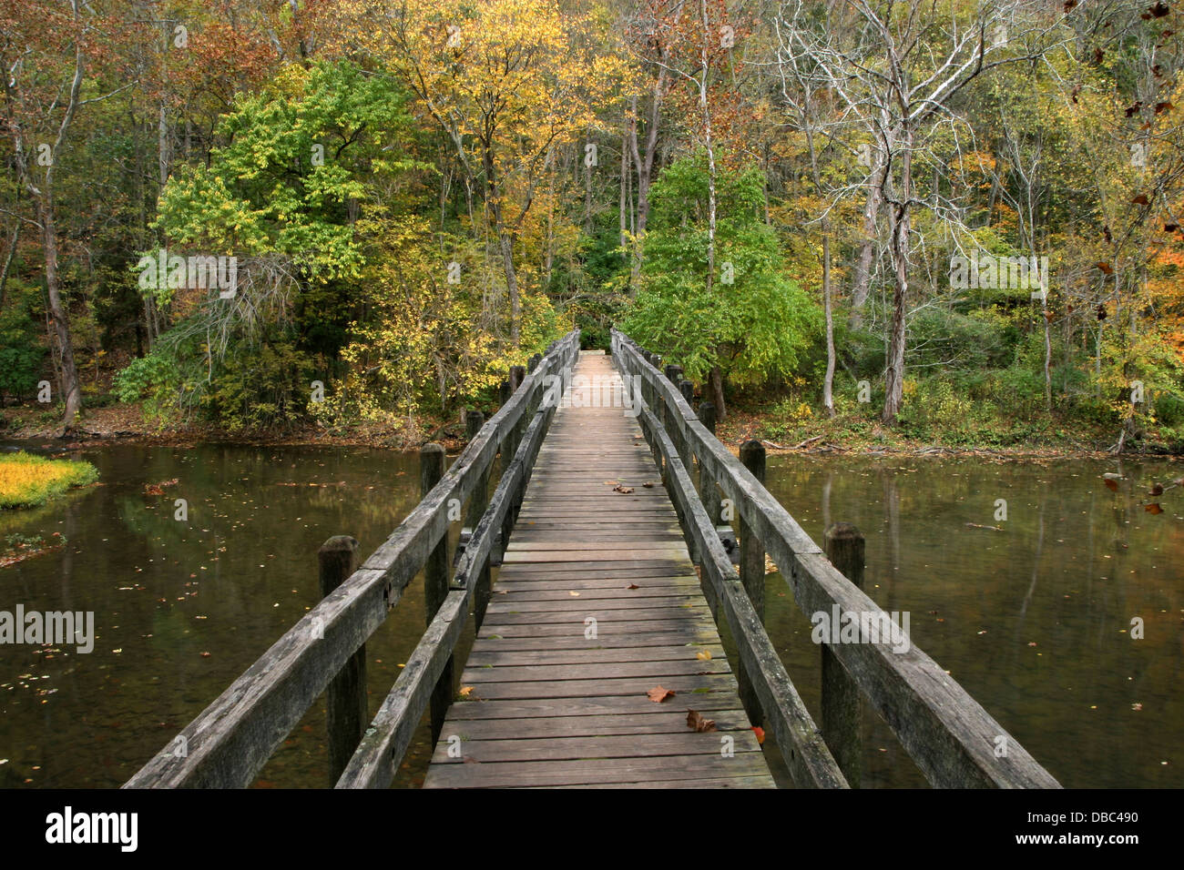 A Wooden Foot Bridge Over The Little Miami River In Autumn, John Bryan ...