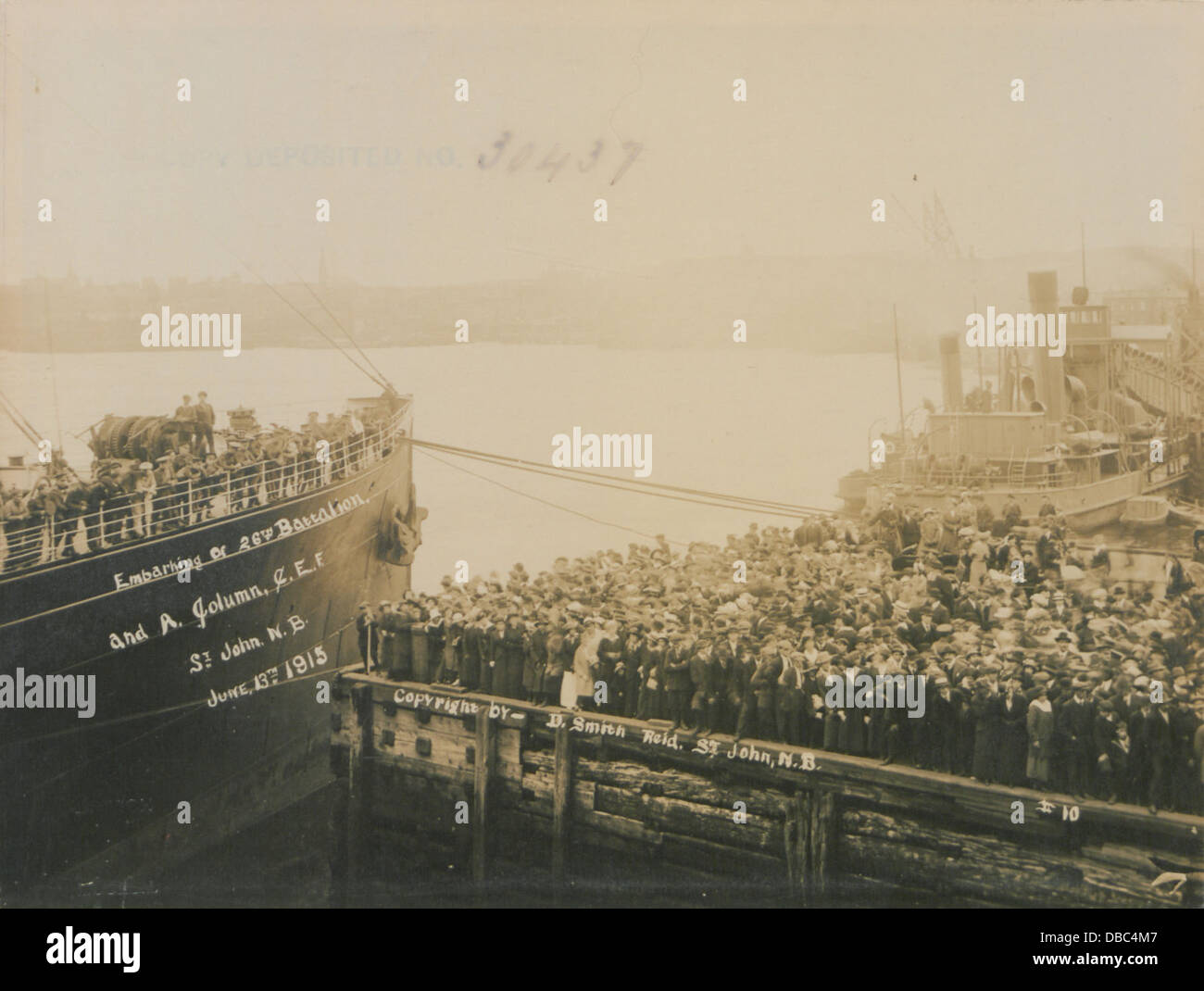 A photograph from June 13, 1915, showing the embarkation of the 26th ...