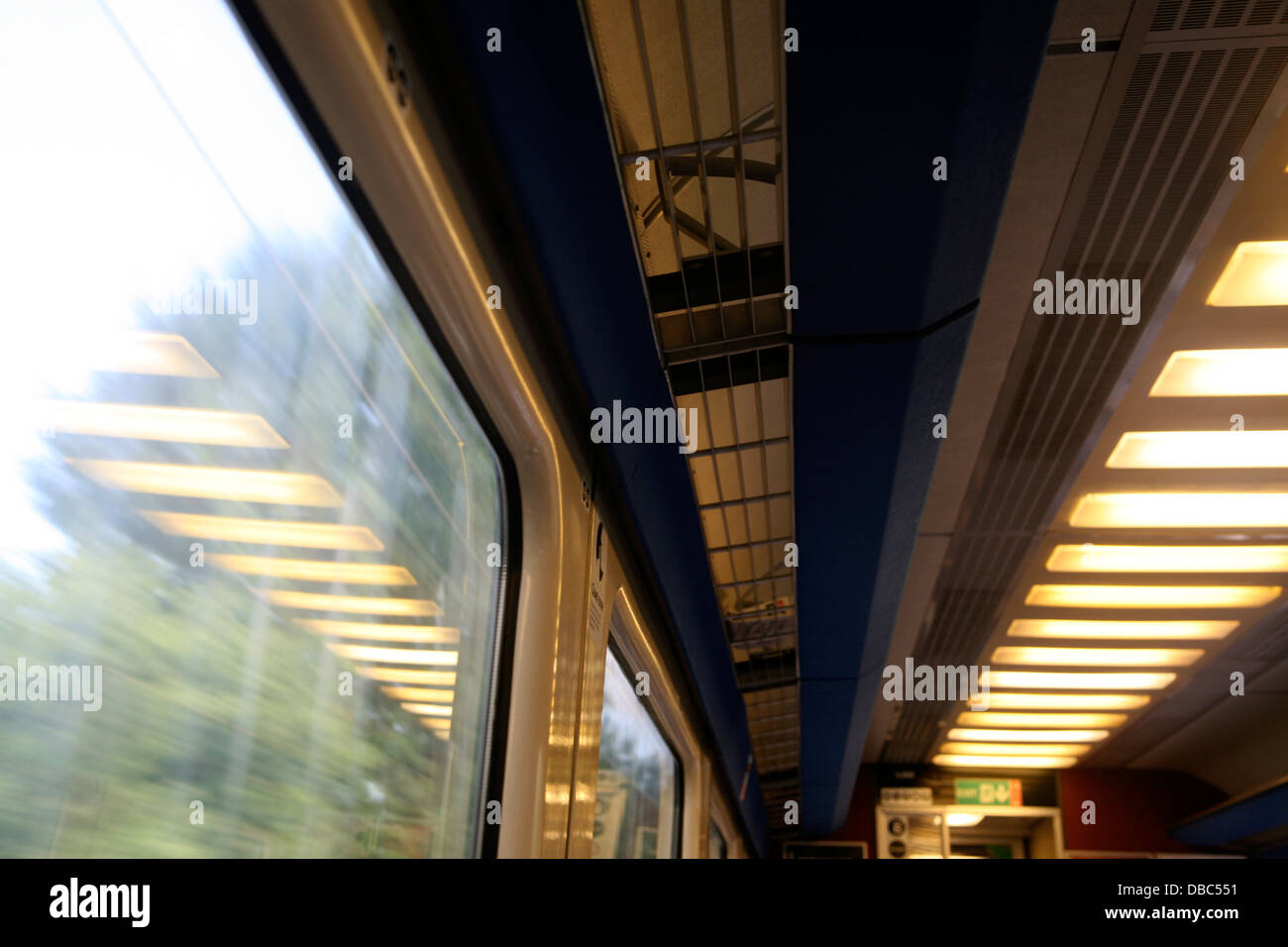 Lights blurred motion train carriage travelling high speed Stock Photo ...