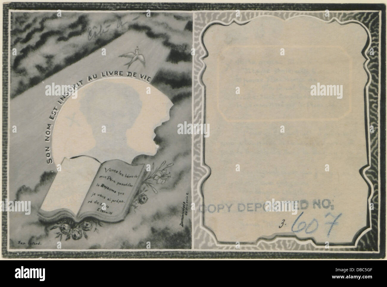 A design of a funeral card, reflecting the layout, typography, and ...