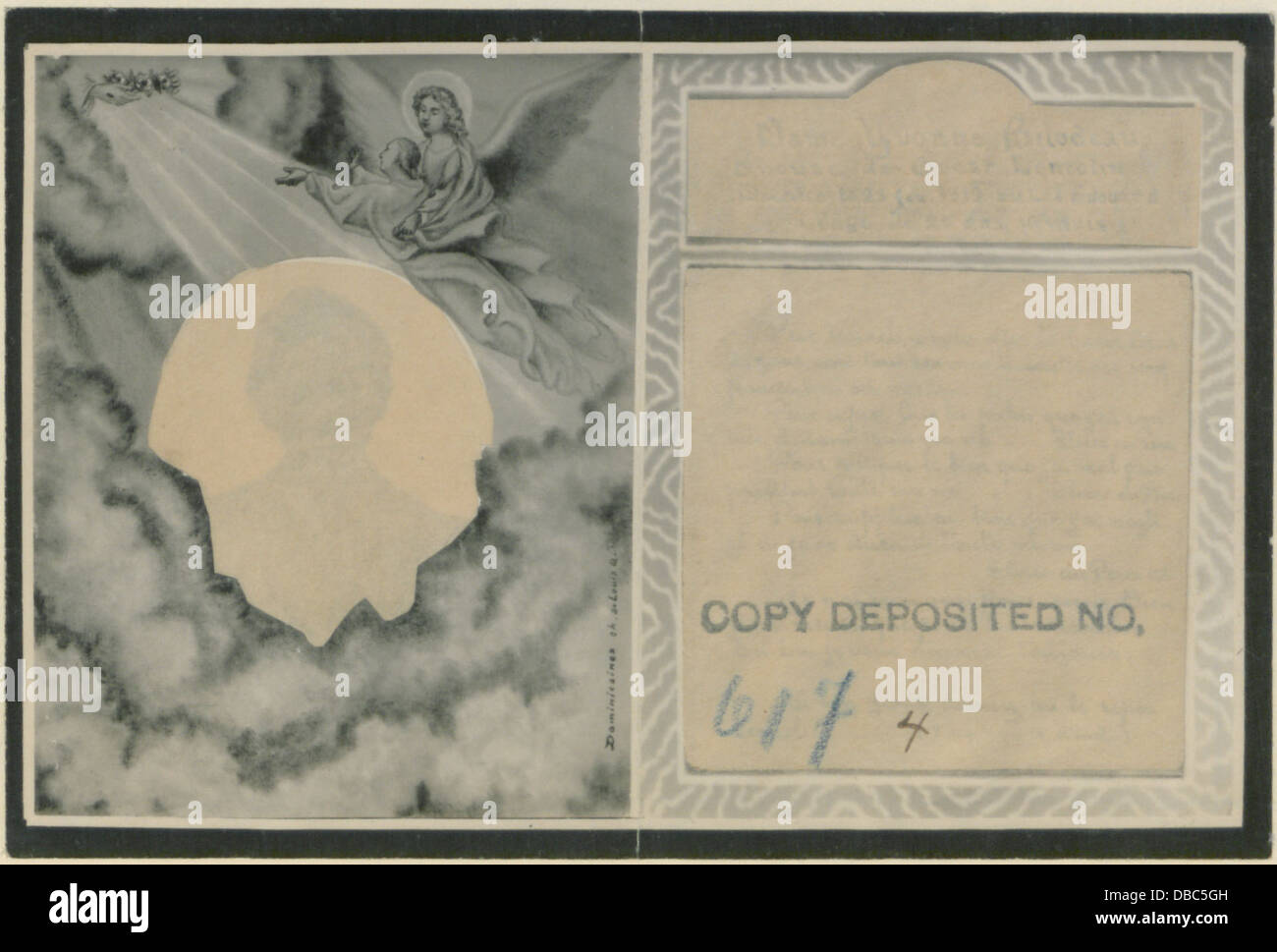This image showcases the design of a funeral card, typically used in ...