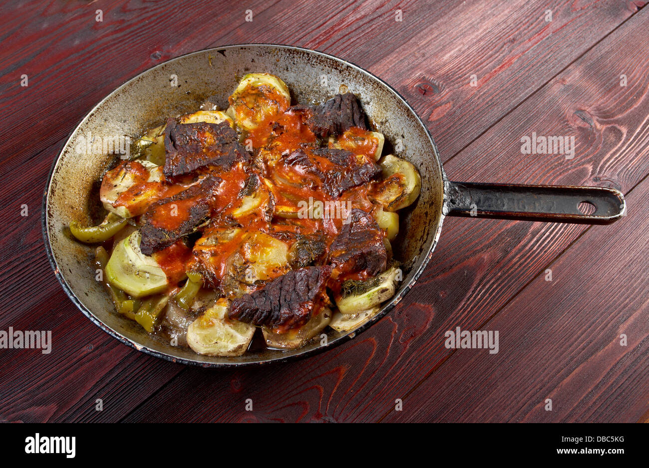 Beef Ragout with wine sauce and vegetables on french.farm-style Stock ...