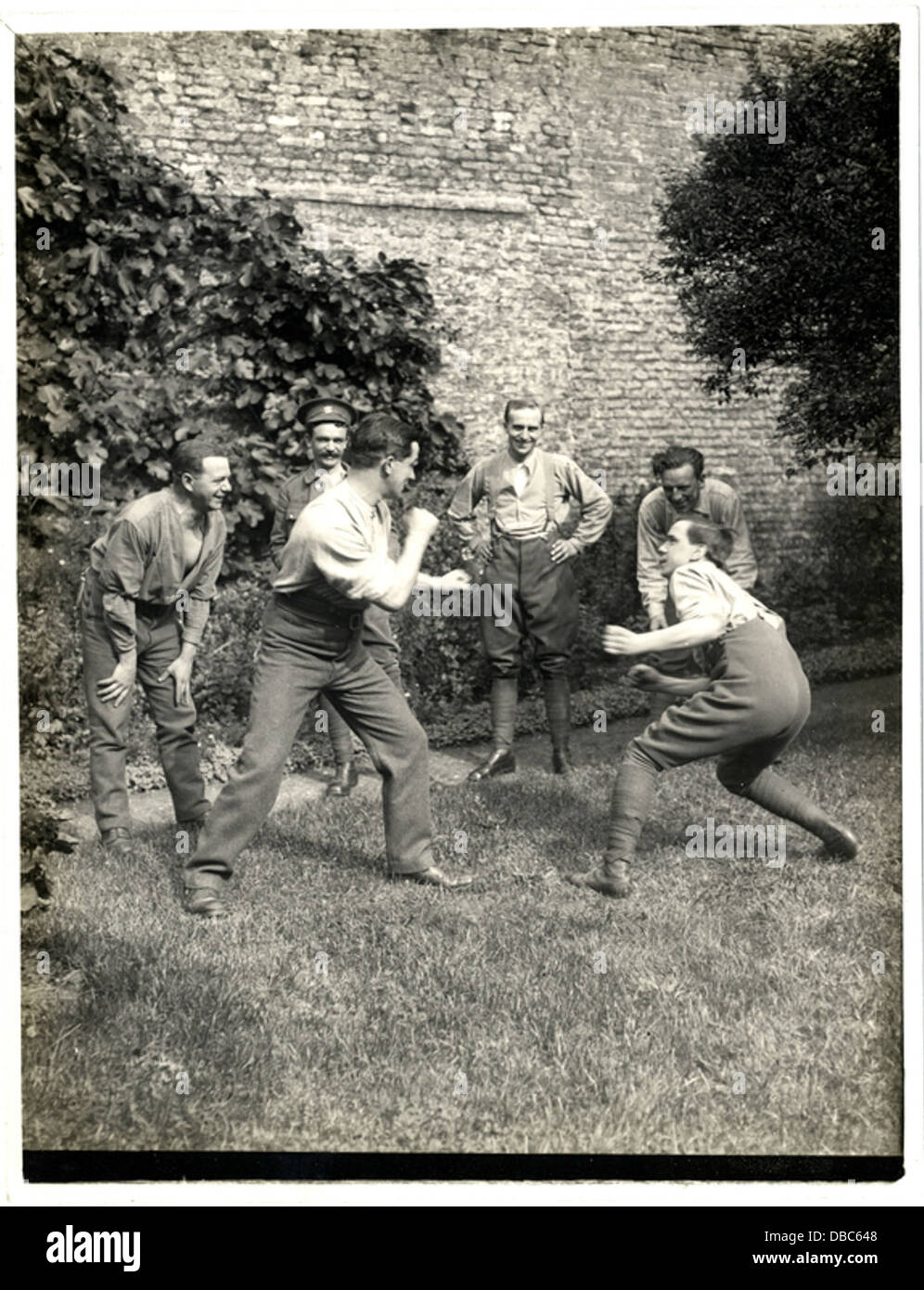 A photograph from France showing individuals engaging in physical ...