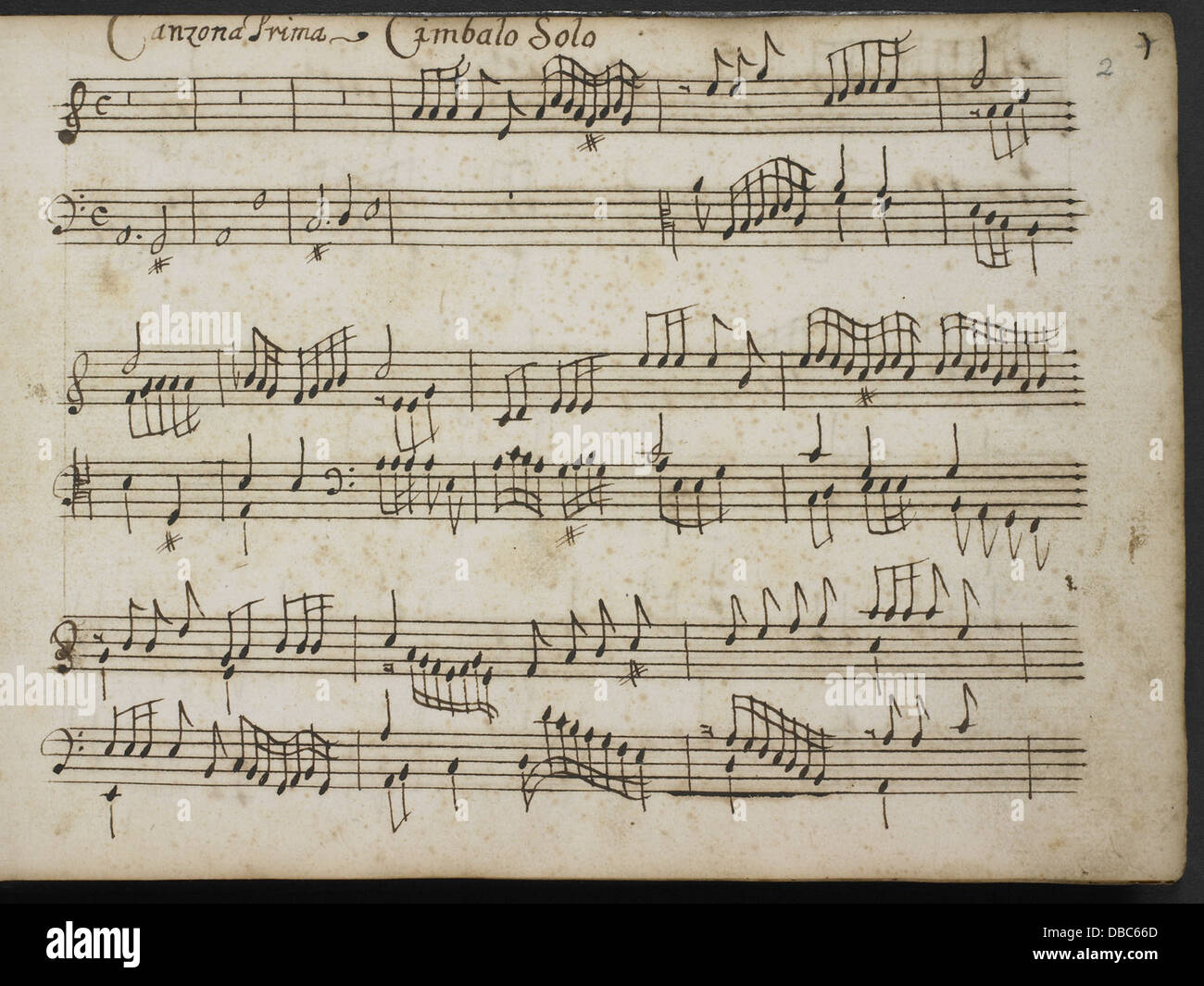 A manuscript of Girolamo Frescobaldi’s 'Canzona Prima' from the ...