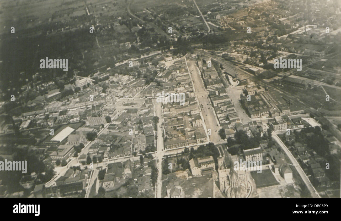 This aerial view of Guelph, Ontario captures the layout of the city ...