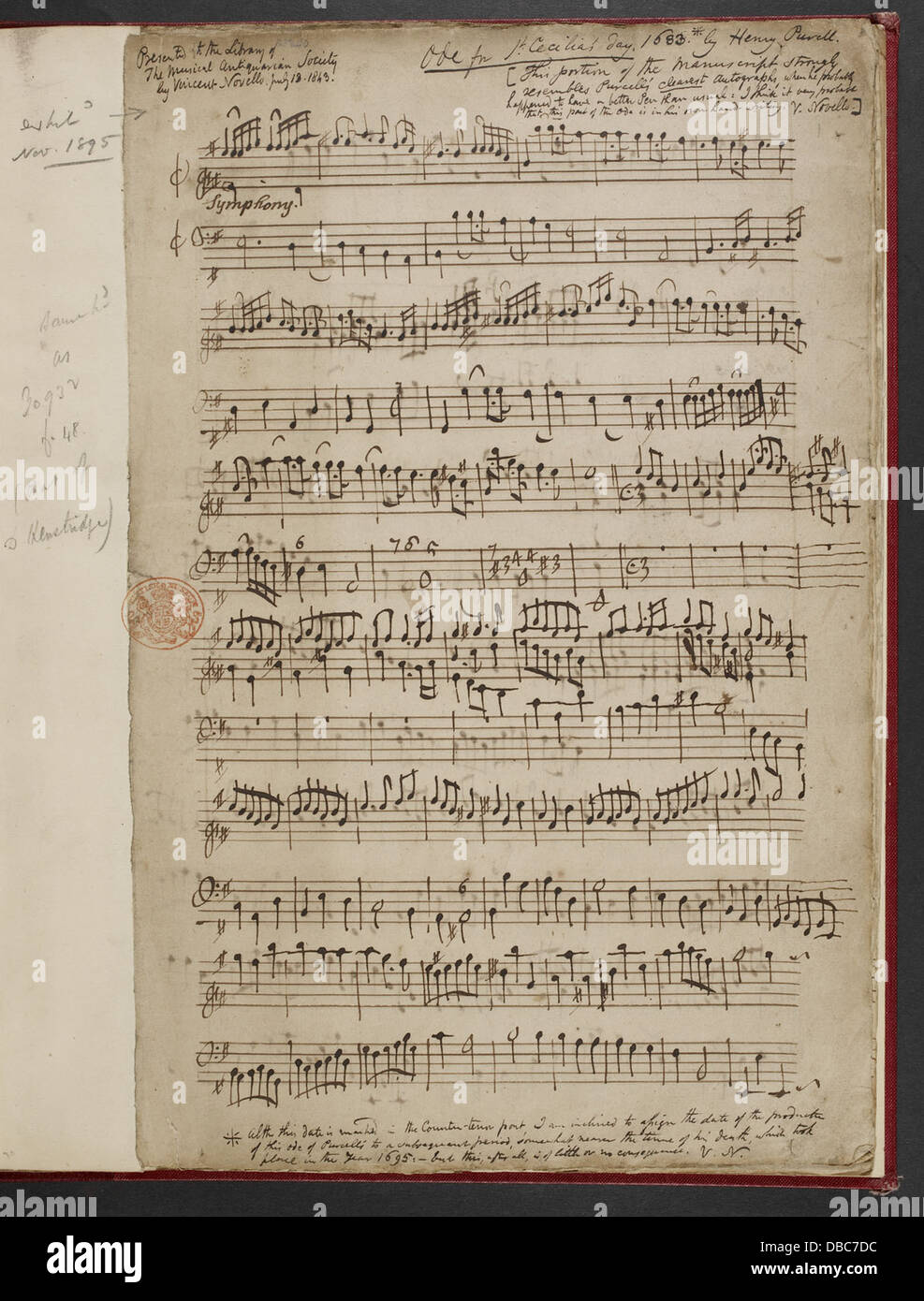 This manuscript page by Henry Purcell features his work 'Welcome to All ...