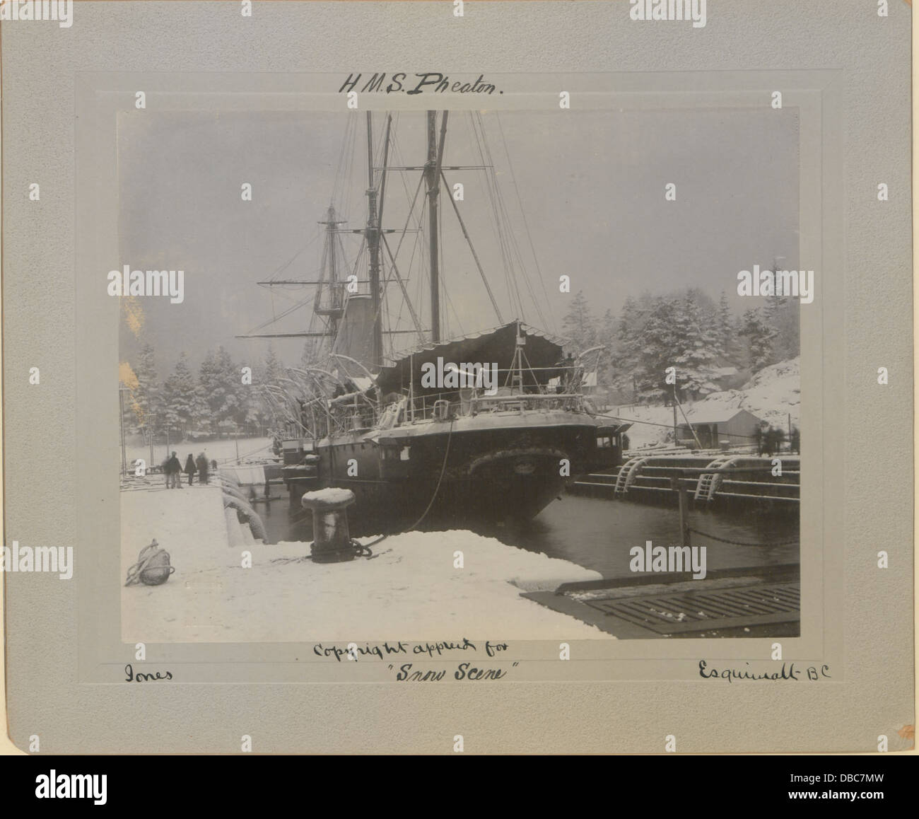 This photograph depicts HMS Phaeton in a snow-covered landscape. The ...