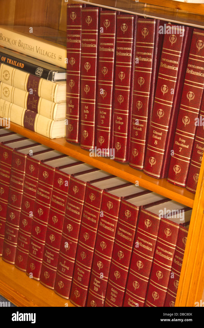 Book shelf, reference books, encyclopedias Stock Photo - Alamy