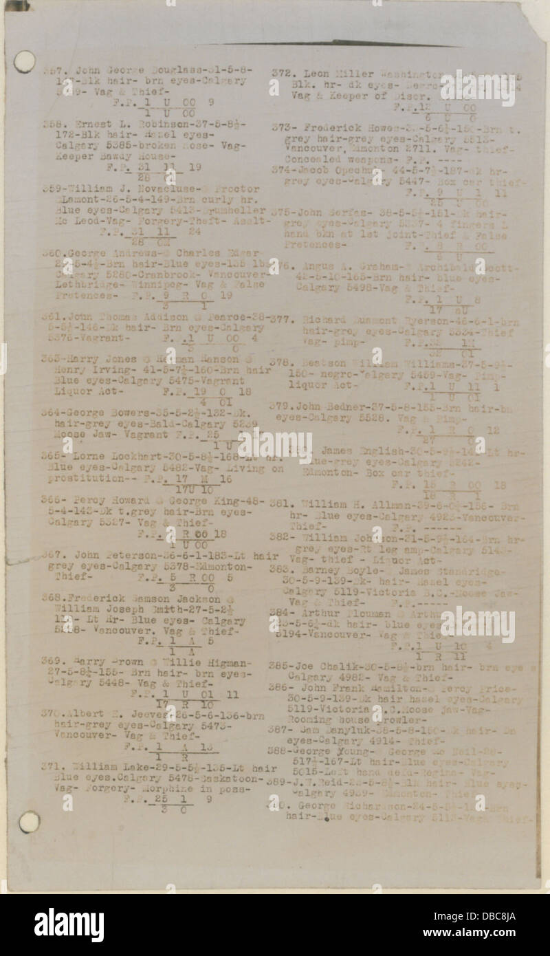 This document from the Identification Department in Calgary presents a ...