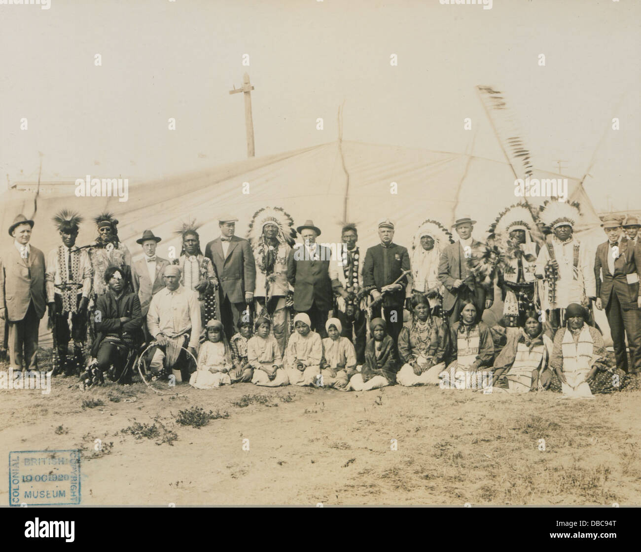 A photograph from the Brandon Fair showing a group of Indigenous people ...