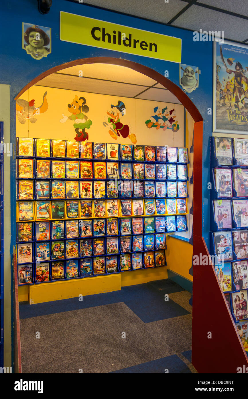 Videostore Childrens video hire shop disney video hire Stock Photo - Alamy
