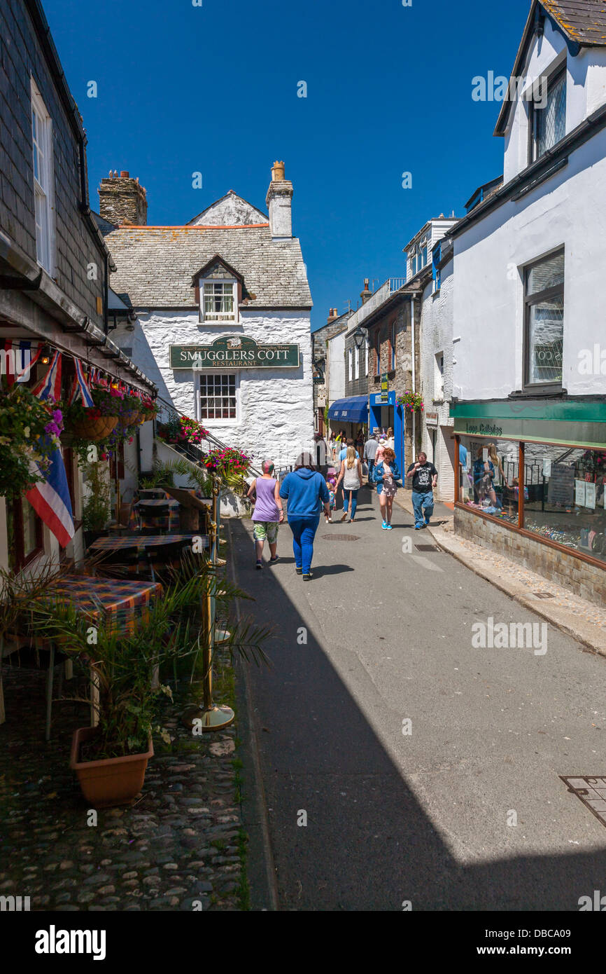 Narrow street in Looe in Cornwall, England, United Kingdom, Europe ...
