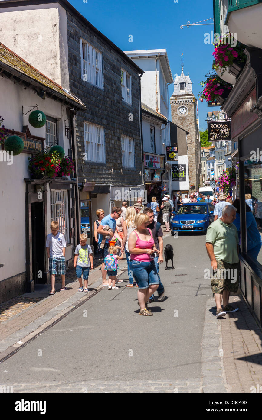 Narrow street in Looe in Cornwall, England, United Kingdom, Europe ...