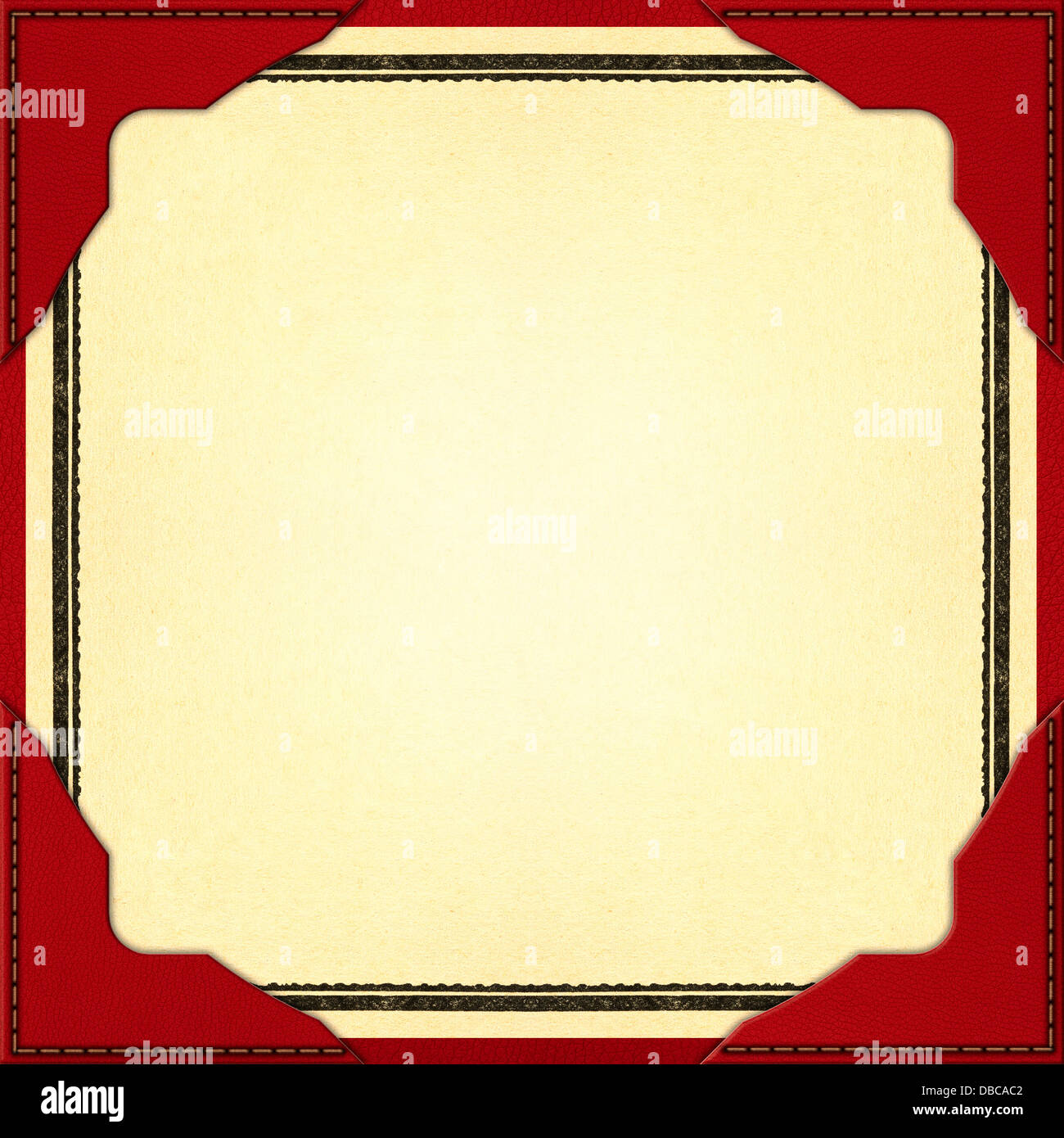 Vintage paper in leather frame Stock Photo - Alamy