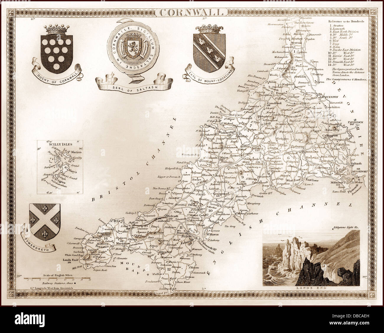 Map of cornwall england hi-res stock photography and images - Alamy